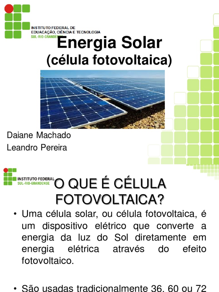 Células Fotovoltaicas e Energia Solar | PDF | Célula solar | Painel solar