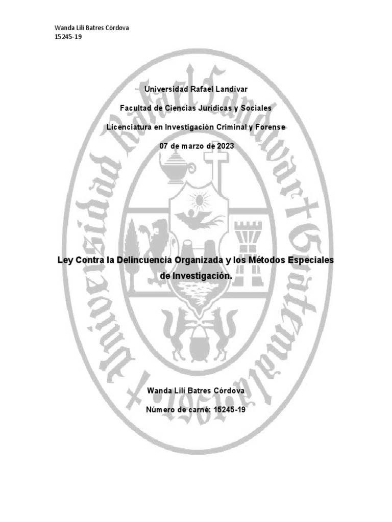 Universidad Rafael Landívar Facultad de Ciencias Jurídicas y Sociales Licenciatura en ...