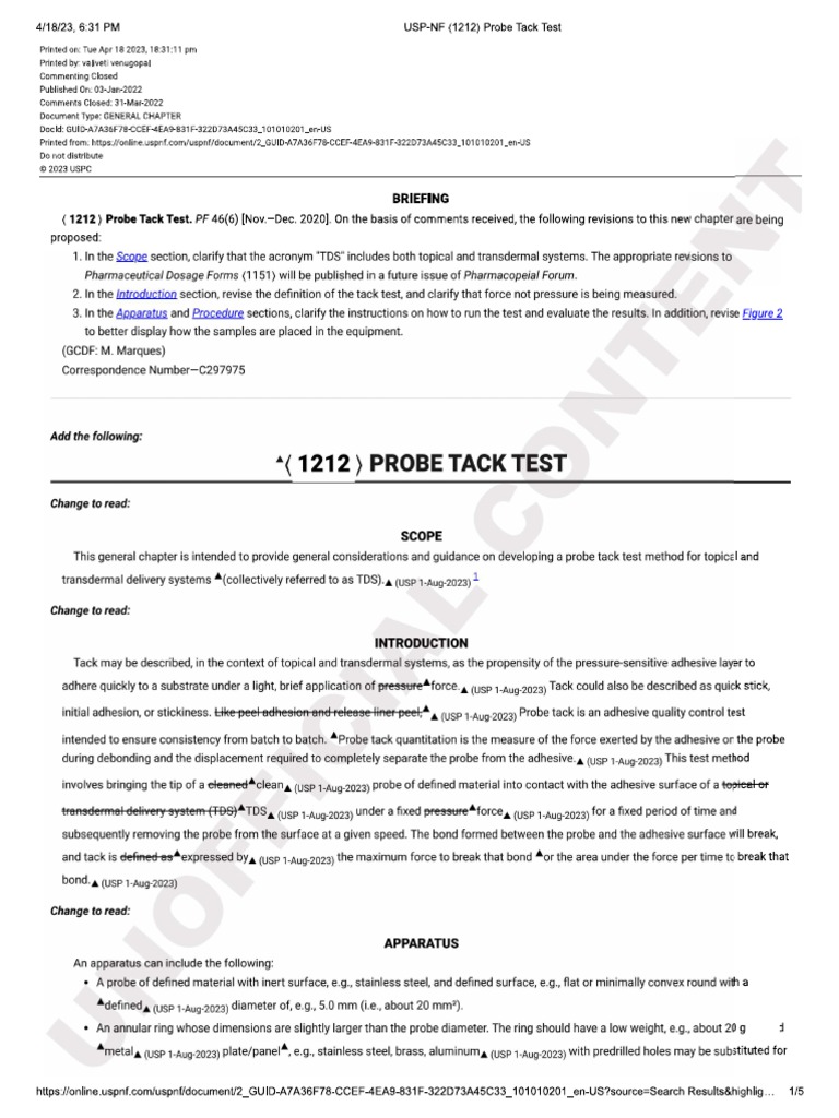 1212 Probe Tack Test | PDF