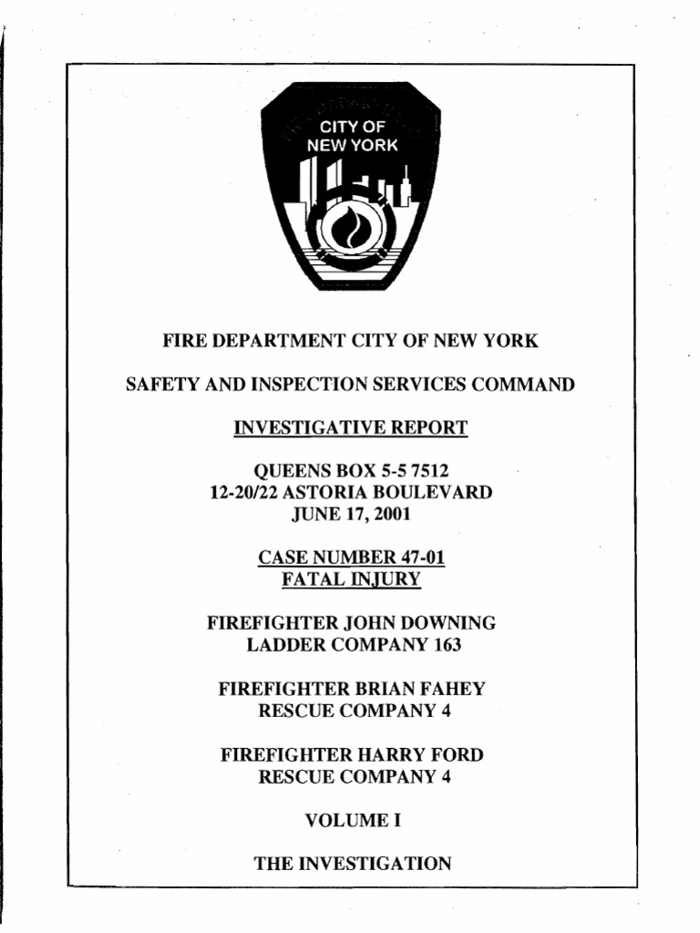 FDNY Report On Fatal Fire, June 17, 2001 | New York City Fire ...