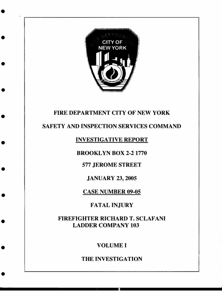 FDNY Report on Firefighter Sclafani LODD | PDF | New York City Fire ...