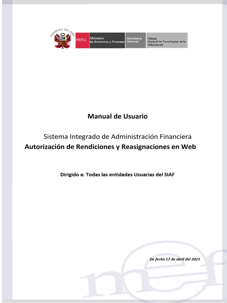 Manual de Usuario Autorizacion de Rendiciones y Reasignaciones en WEB ...