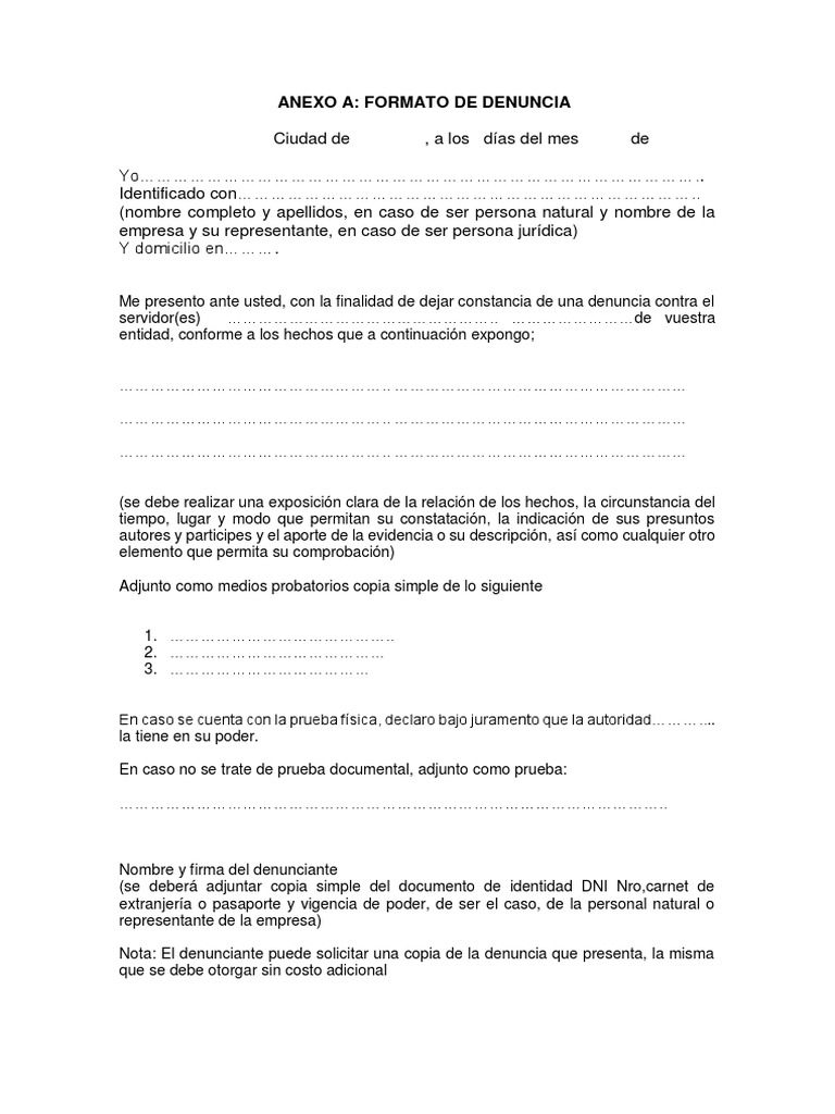Formato para Denuncia Contra Servidores | PDF