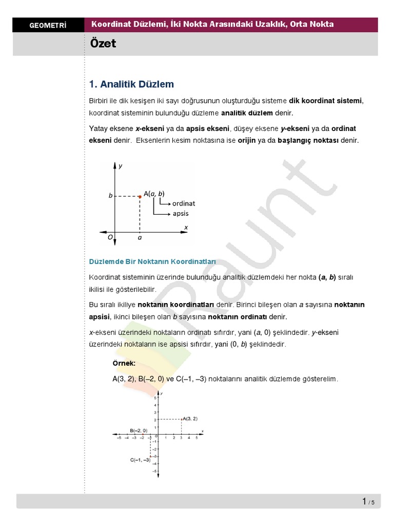 Koordinat Duzlemi Ozet | PDF