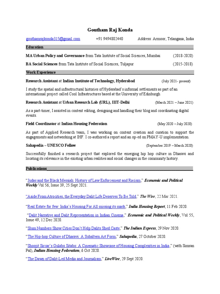 Goutham Raj Konda - Resume 2022 | PDF | Mumbai