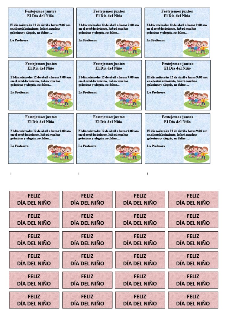 Tarjeta Día Del Niño Pdf