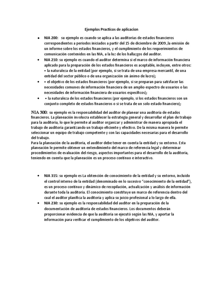 Ejemplos Practicos de Aplicacion | PDF | Auditoría | Estado financiero