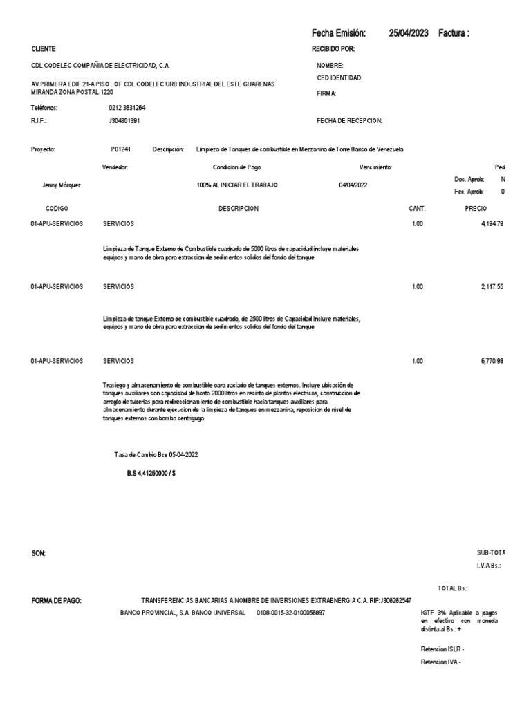 Formato Factura IGTF | PDF | Economias | Bancario
