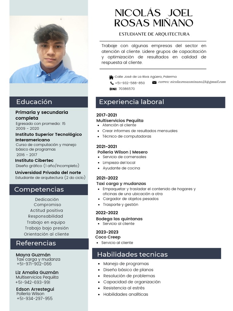 Curriculum Vitae - Nicolás Rosas Miñano - 932588850 | PDF