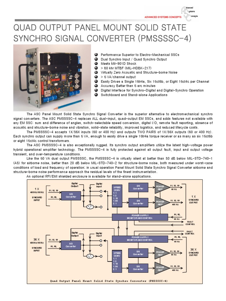 Quad Output Panel Mount Solid State Synchro Signal Converter (Pmssssc-4 ...