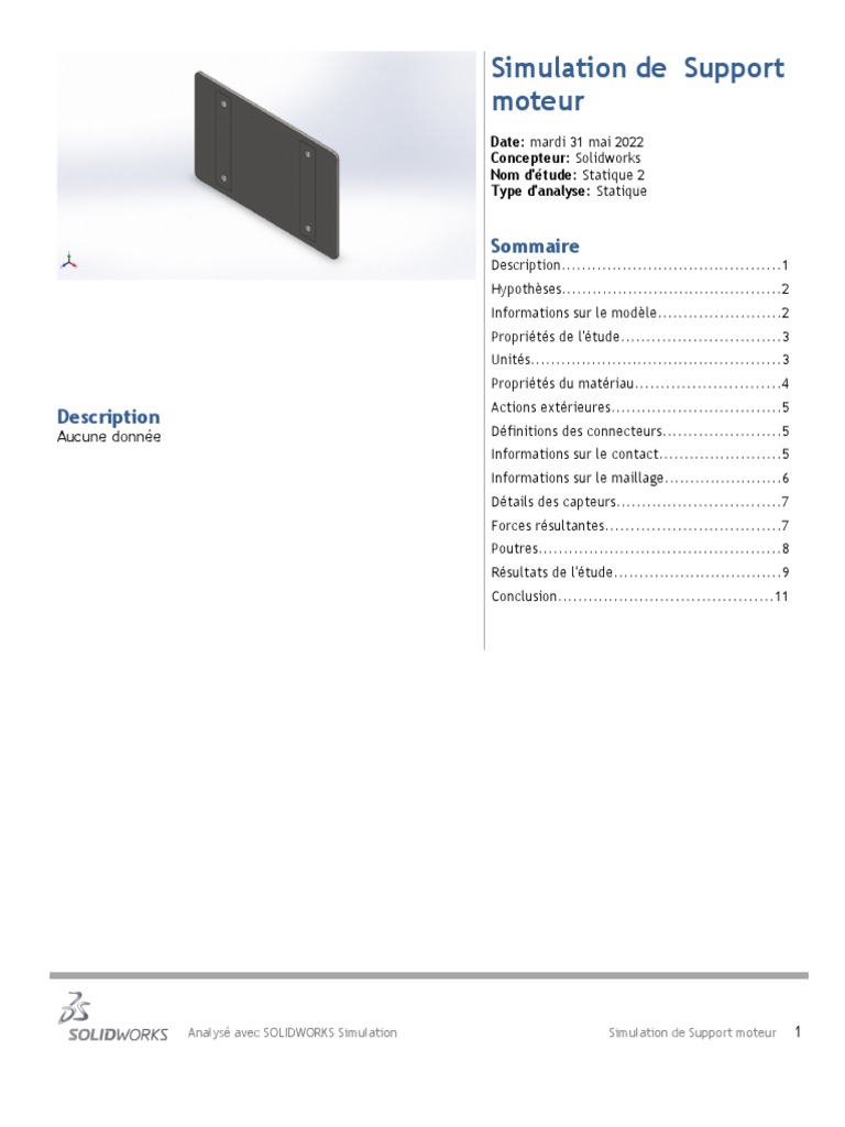 Analyse statique du support moteur | PDF | Élasticité (Physique ...