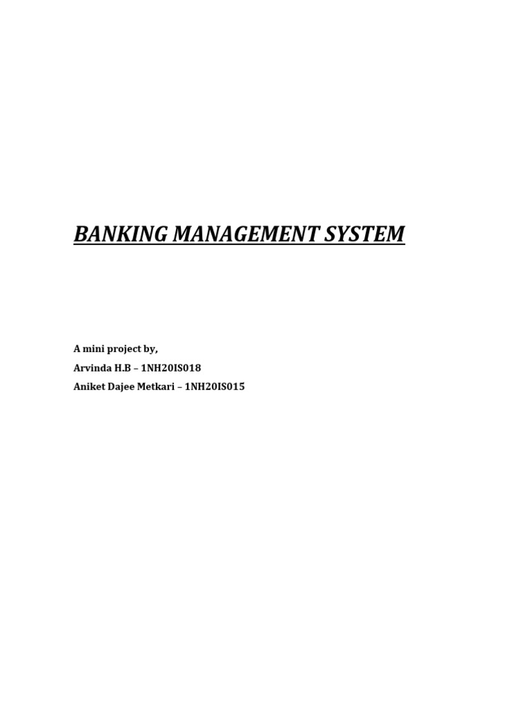 Mini Project Report 10 Pdf Banks Computer Program 