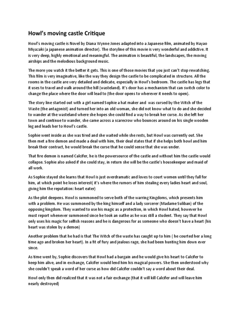 Howl's Moving Castle Critique | PDF