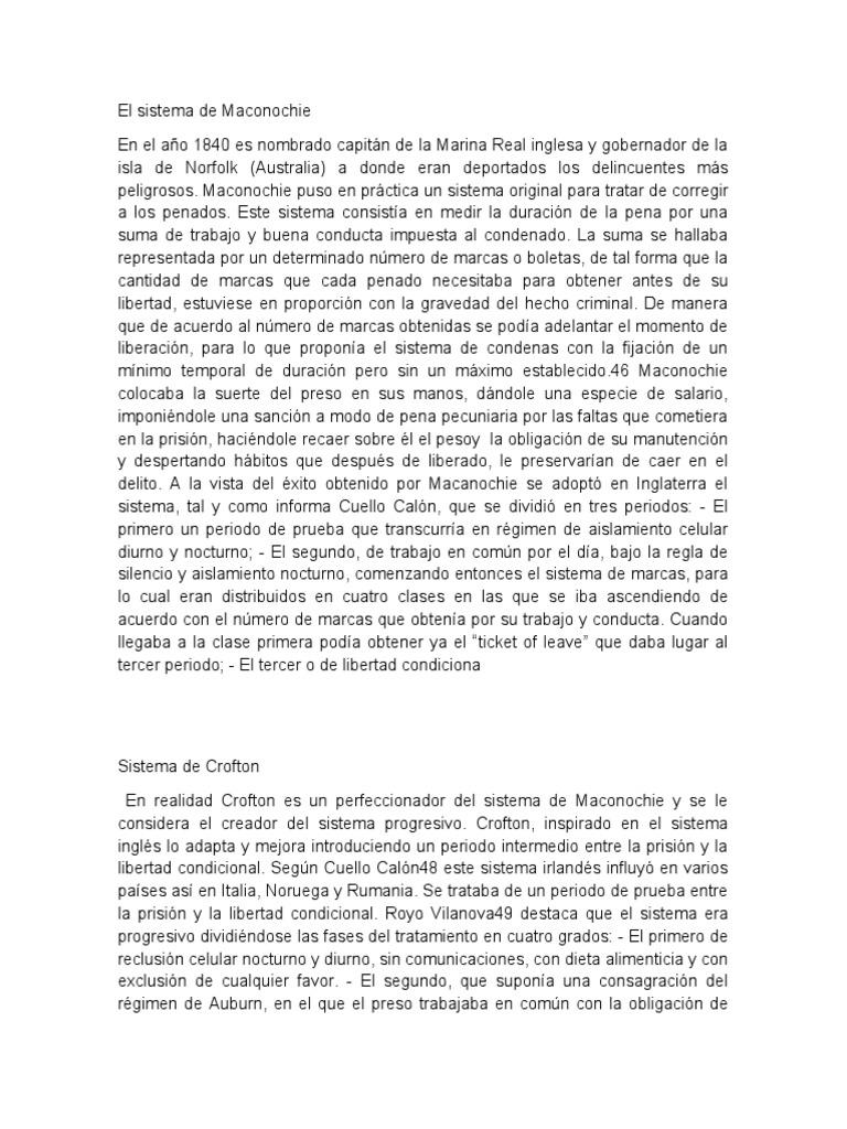 Sistema de Maconochie y su evolución | PDF | Ciencias sociales | Derecho