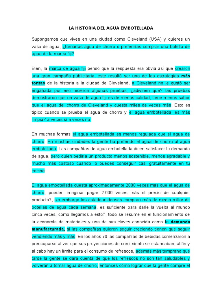 La Historia Del Agua Embotellada | PDF | Agua | Residuos