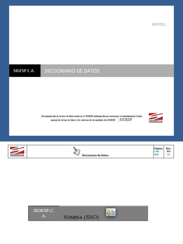 Diccionario De Datos Version 2 Modulo Sno Pdf Ciencias De La 7566