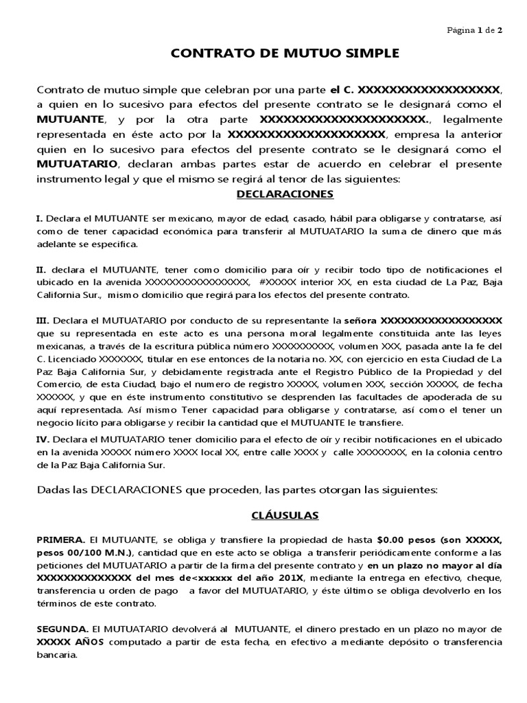 CONTRATO DE MUTUO SIMPLE Formato | PDF | Justicia | Crimen y violencia