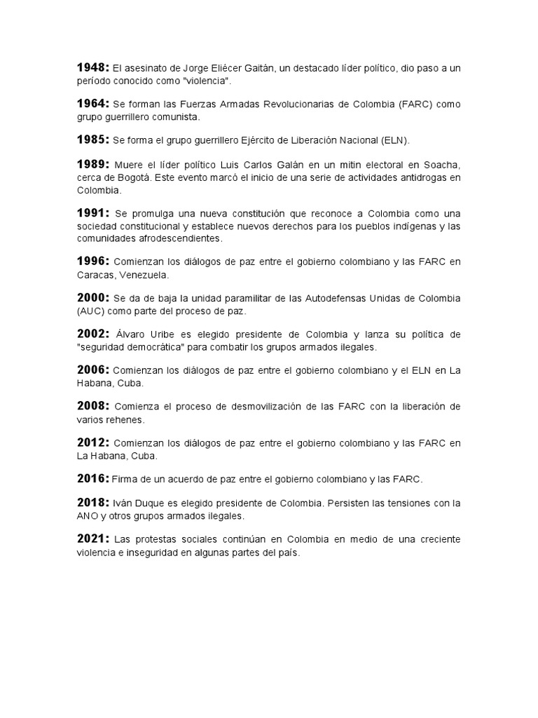 Historia reciente de la violencia en Colombia | PDF | Política