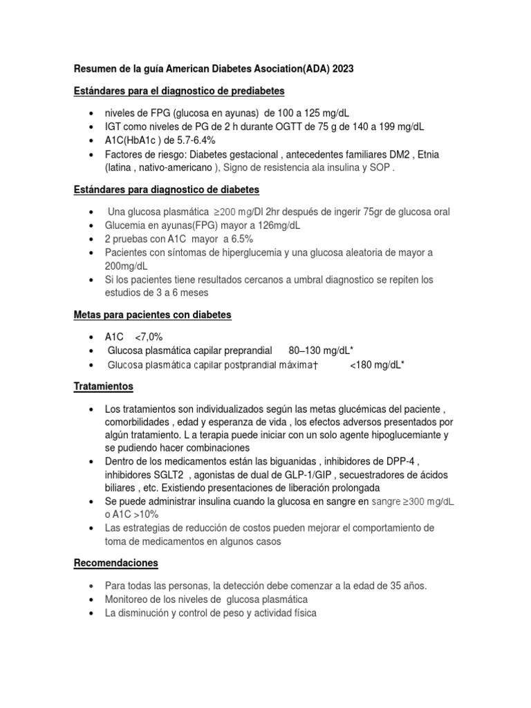 Resumen de Las Guias ADA y AHA | PDF | Hipertensión | Diabetes
