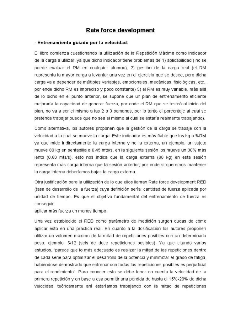 Rate Force Development | PDF | Fuerza | Fatiga (material)
