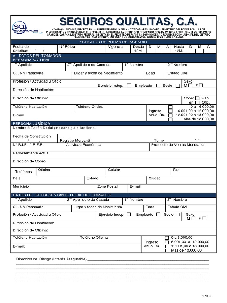 Solicitud de Póliza de Incendio | PDF | Seguro | Economias