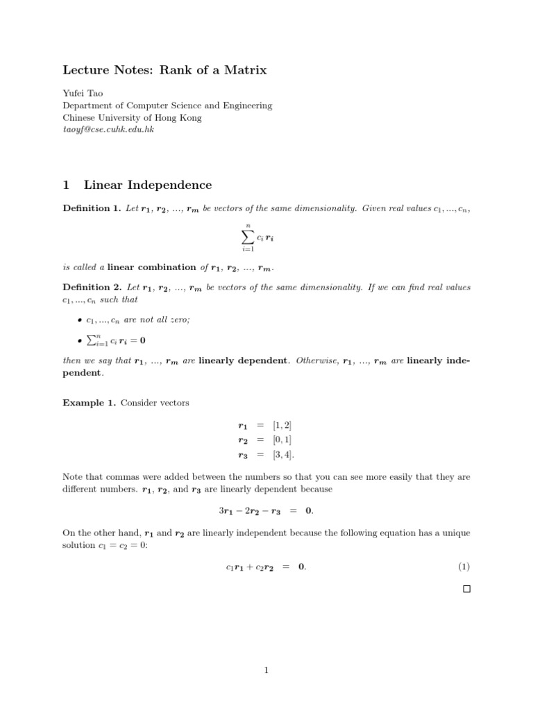 Matrix Rank Pdf Matrix Mathematics Mathematical Physics