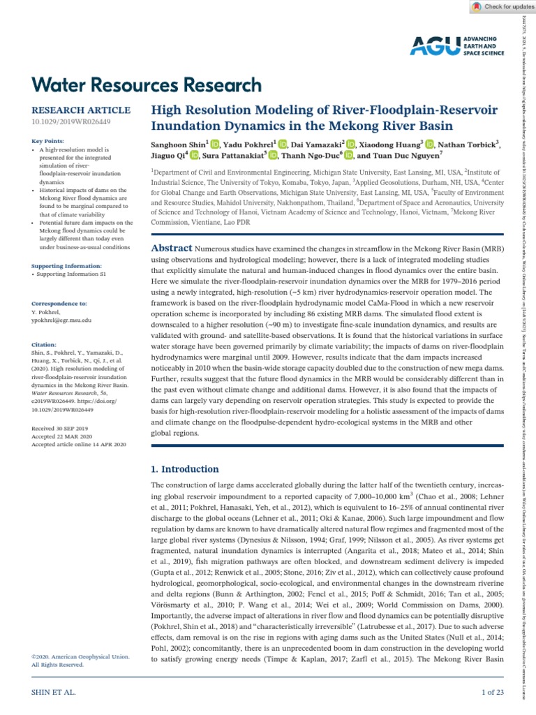 Water Resources Research - 2020 - Shin - High Resolution Modeling of River Floodplain Reservoir ...