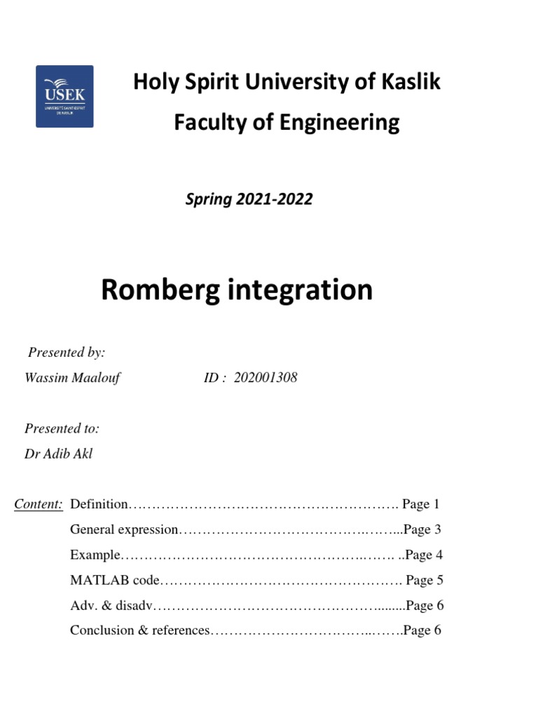 An Introduction to Romberg Integration: Definition, General Expression ... An Introduction to Romberg Integration: Definition, General Expression ...