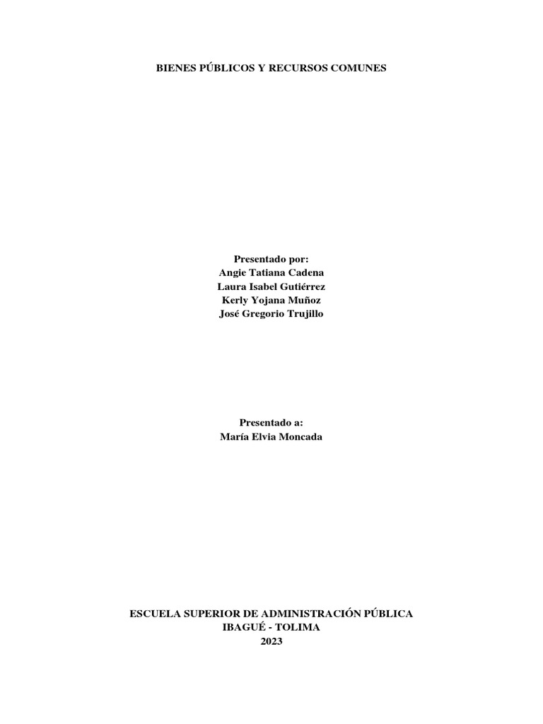 Bienes Públicos y Recursos Comunes - Actividad 1 | PDF | Bienes | Ciencias de la Tierra