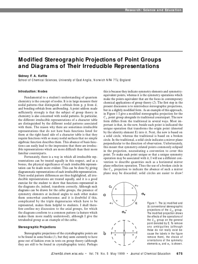 Modified Stereographic Projections of Point Groups and Diagrams of Their Irreducible ...