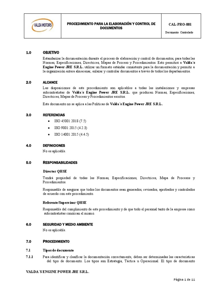 CAL-PRO-001 Control de Documentos | PDF | Organización internacional ...