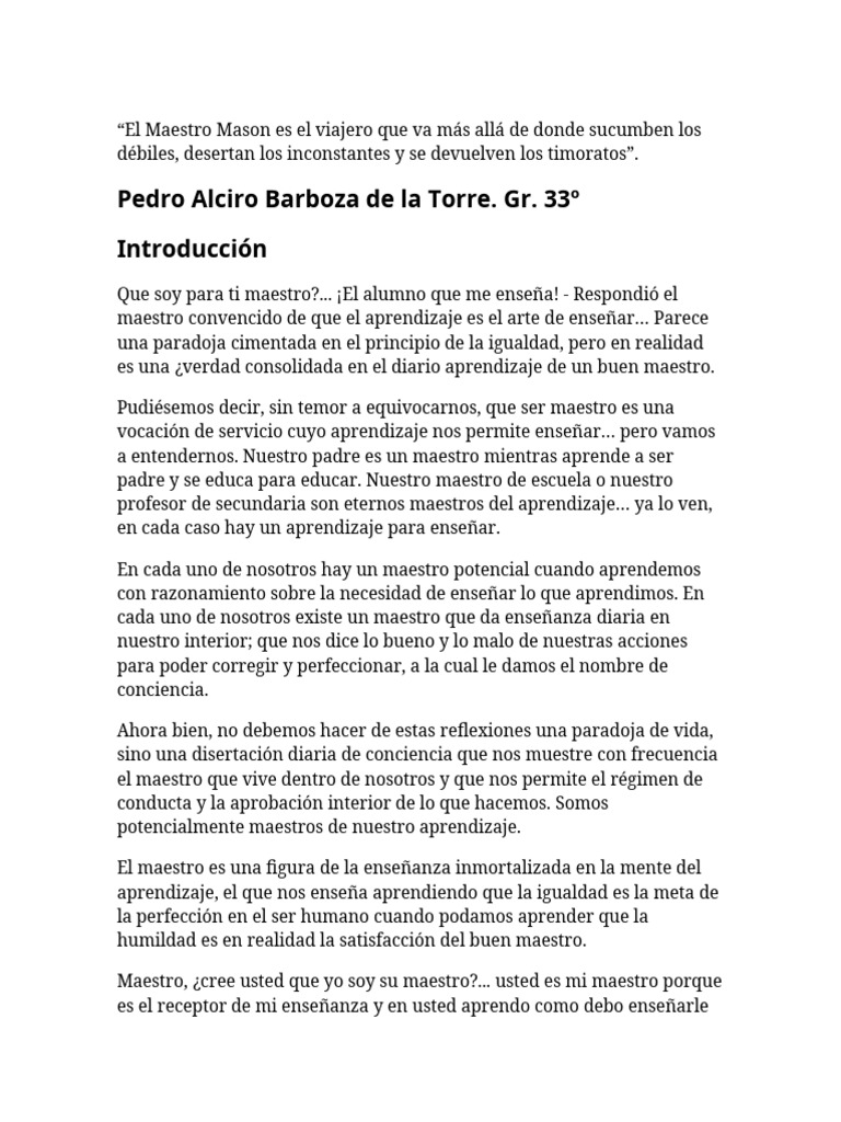 La figura del Maestro Mason: guía, orientador y difusor de los ...