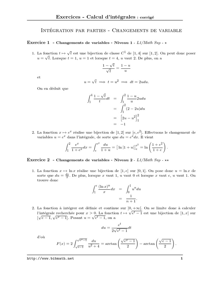 Exercices d'intégration et corrections | PDF | Intégral | Physique ...
