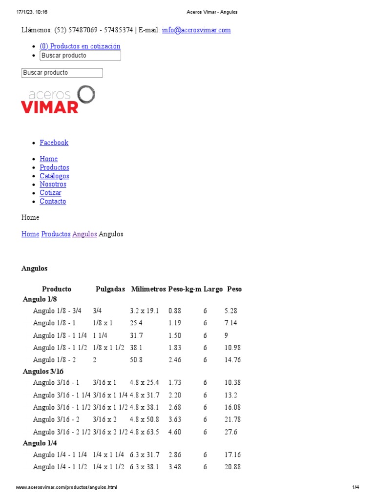 Aceros Vimar - Angulos | PDF
