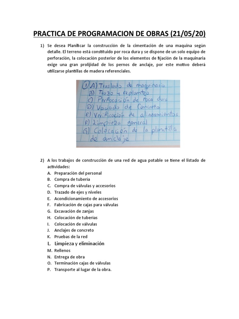 1 Practica de Programacion de Obras | PDF