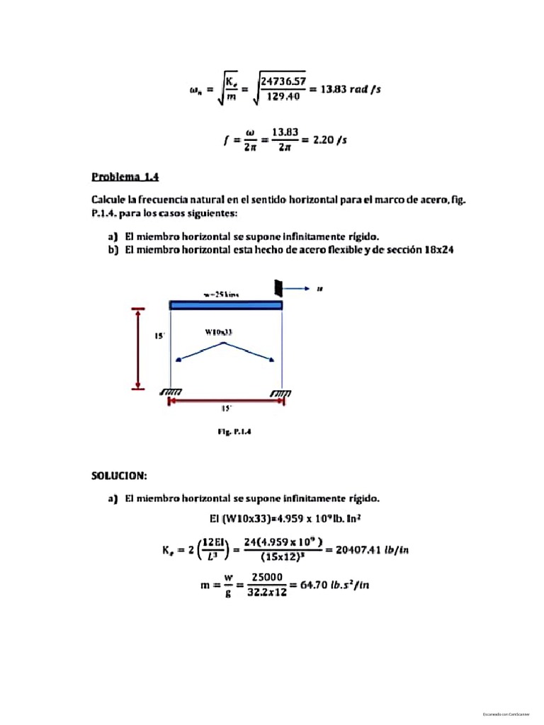 Ejercicios Con Soluciones, Dinámica Estructural | PDF