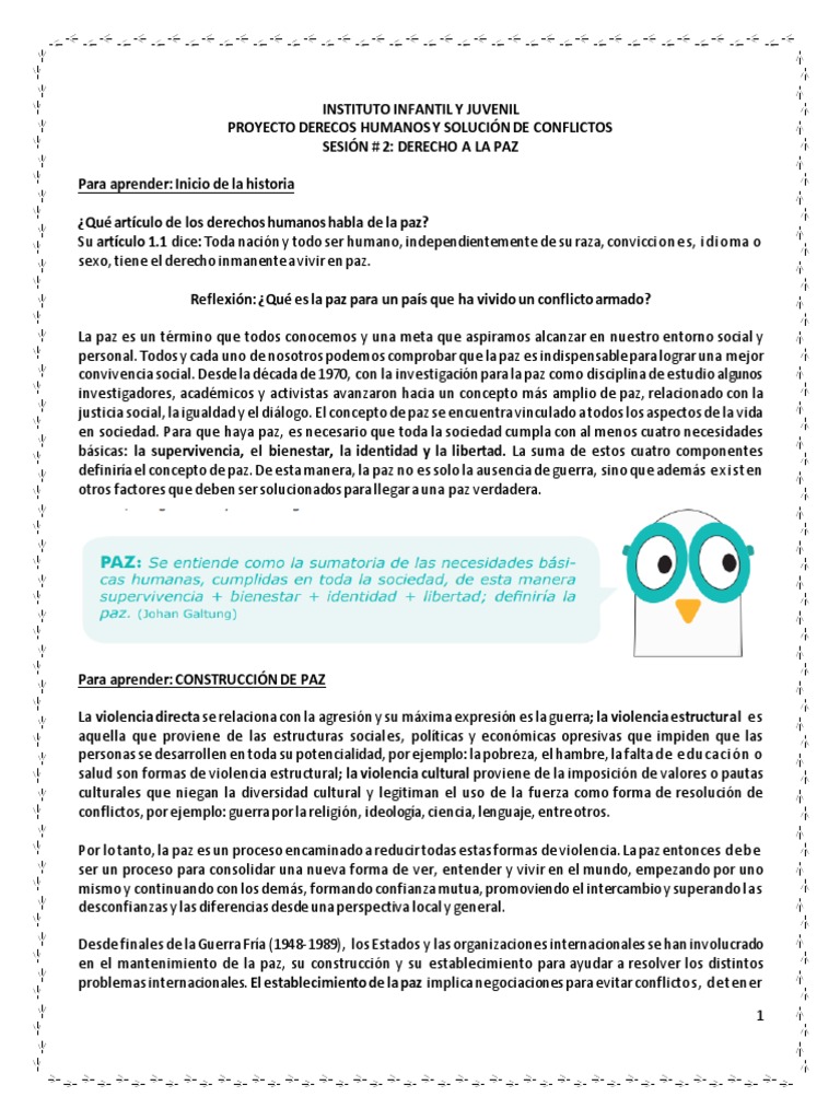 Lectura Derecho A La Paz | PDF | Paz | Naciones Unidas