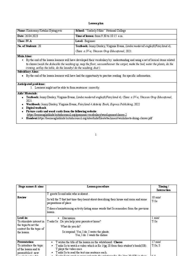 4alesson Plan | Download Free PDF | Pedagogy | Learning