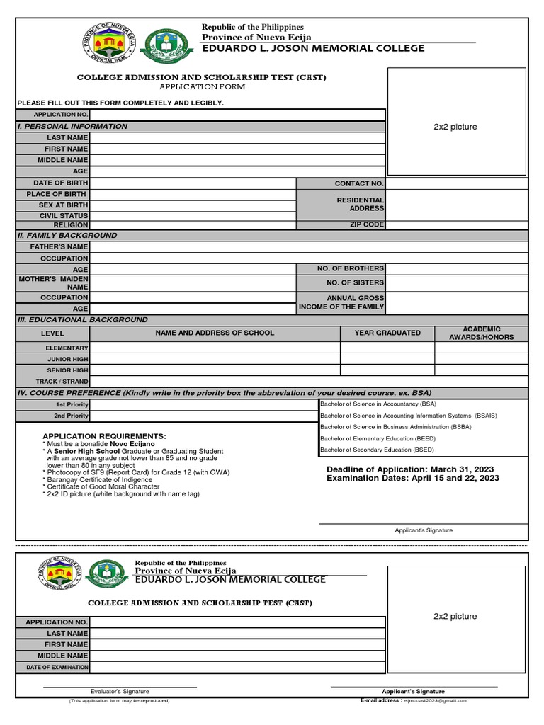 Cast Application Form 2023 | PDF | University And College Admission ...