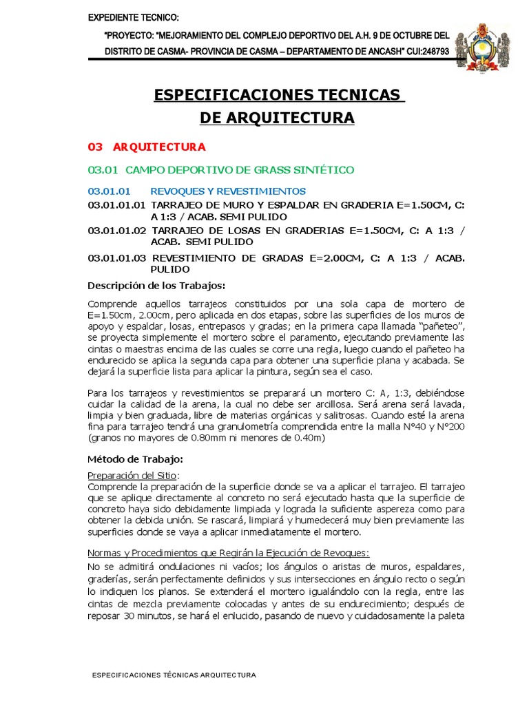 03 - Especificaciones Técnicas - Arquitectura | PDF | Hormigón | Soldadura
