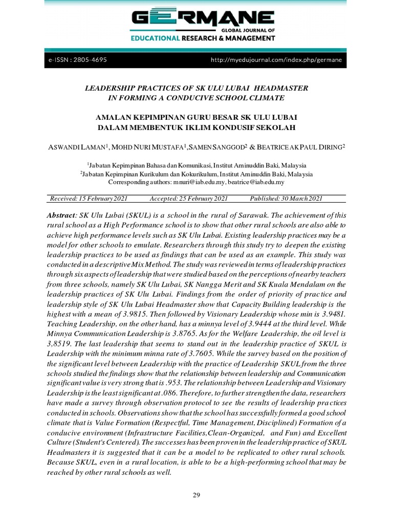 29 41 Aswandi Et Al. Kepimpinan Guru Besar | PDF | Malaysia | Schools