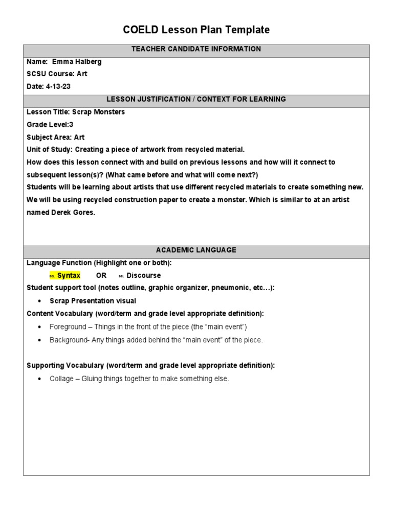 Final Art Lesson Plan | PDF | Lesson Plan | Scrap