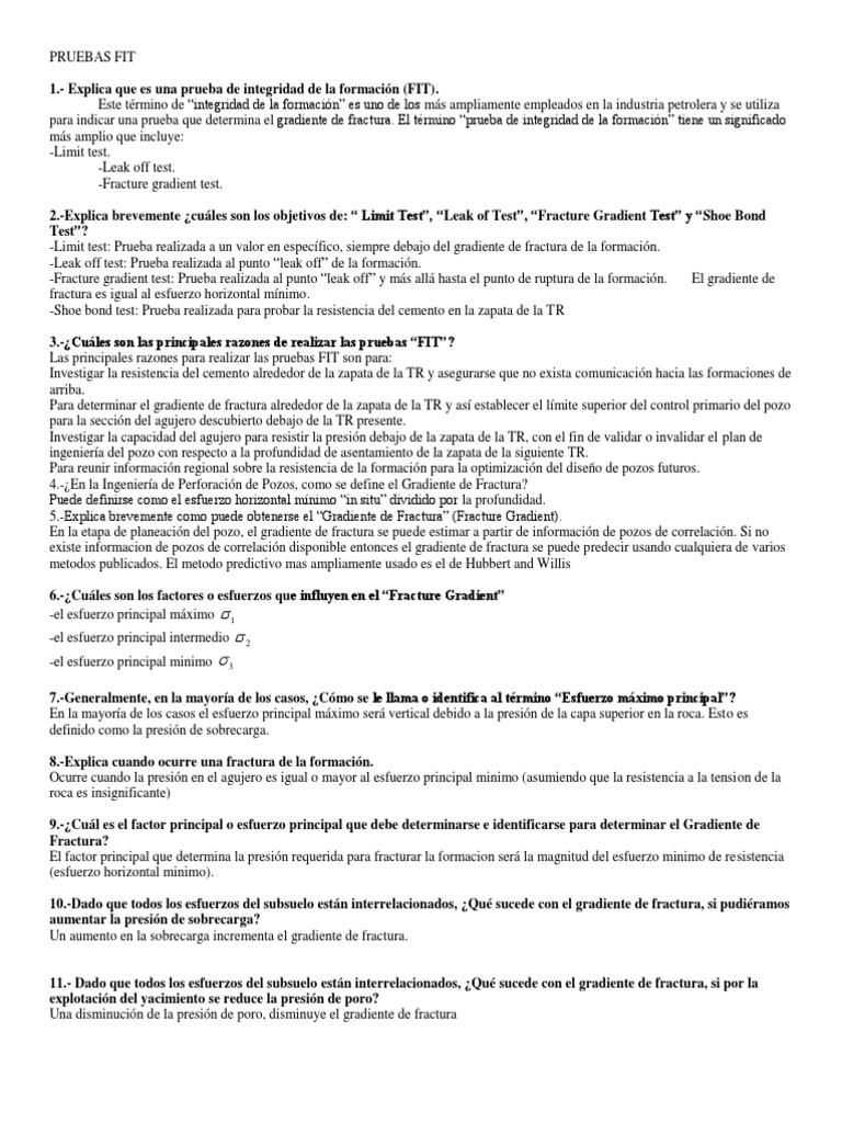 Formation Integrity Test 1 | PDF | Plasticidad (Física) | Degradado