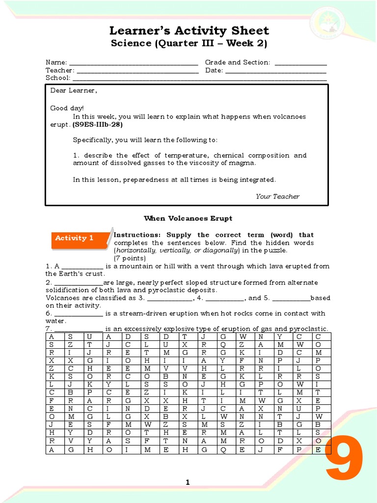 Learner's Activity Sheet: Science (Quarter III - Week 2) | PDF