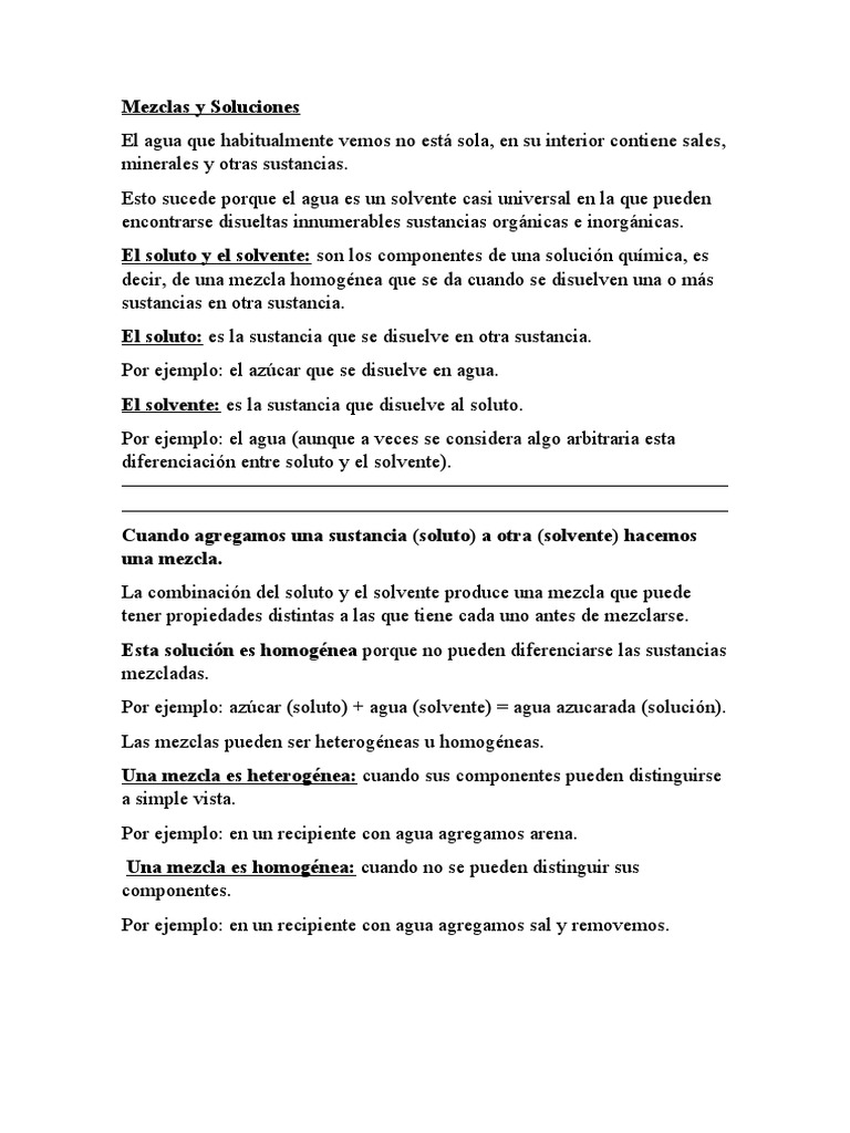 Mezclas Homogéneas y Heterogéneas | PDF | Cocina, comidas y vino ...