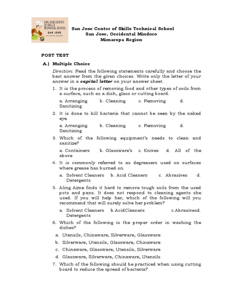 Pre Post Test | PDF | Industrial Processes | Secondary Sector Of The ...