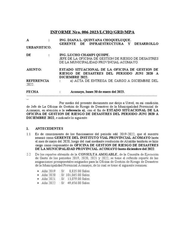 Informe Estado Situacional 2022 | PDF