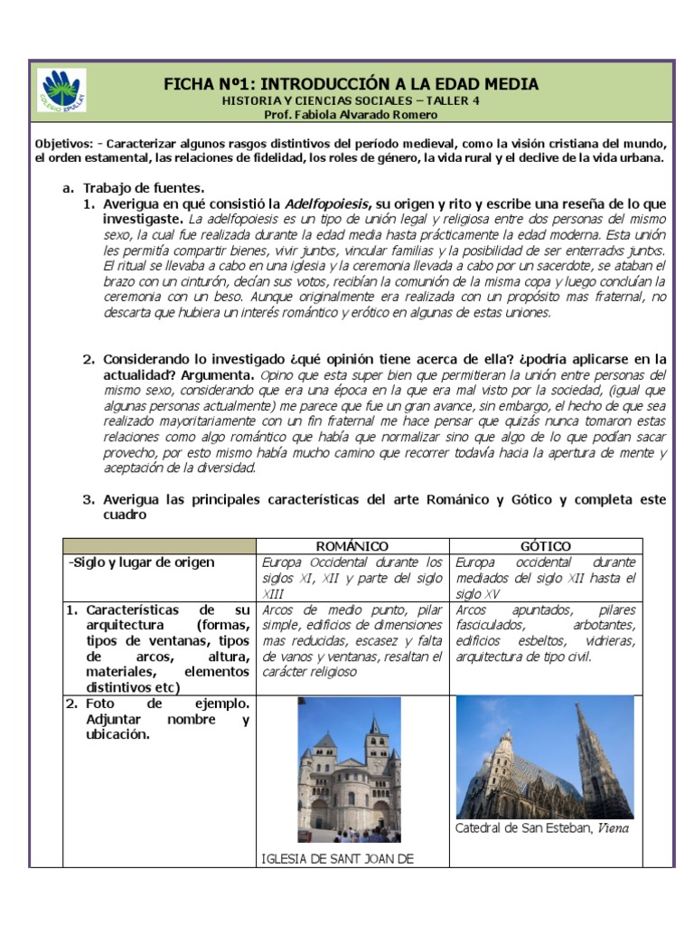 Ficha 1 La Edad Media | PDF | Arquitectura gótica | Edades medias