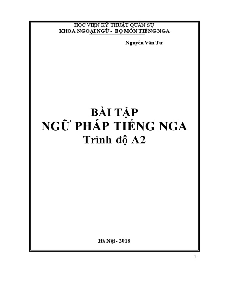 Ngữ Pháp Tiếng Nga: Bài Tập Trình độ A2 | PDF