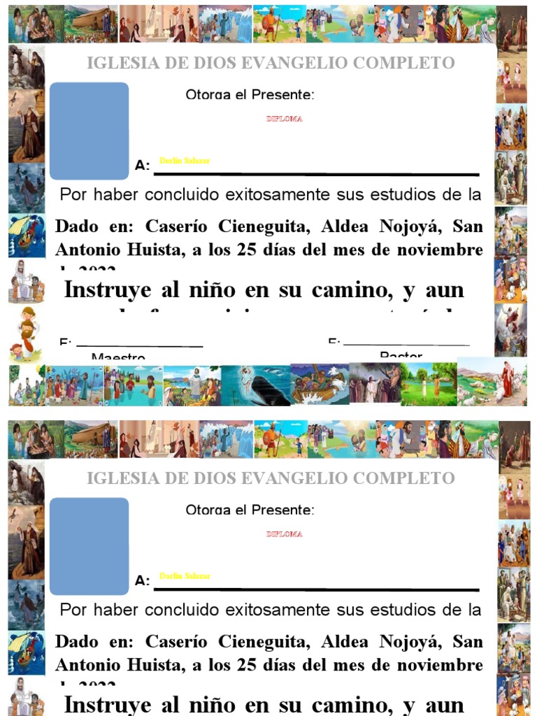 Diploma Escuela Biblica | PDF | Religiones abrahámicas | Honoríficos